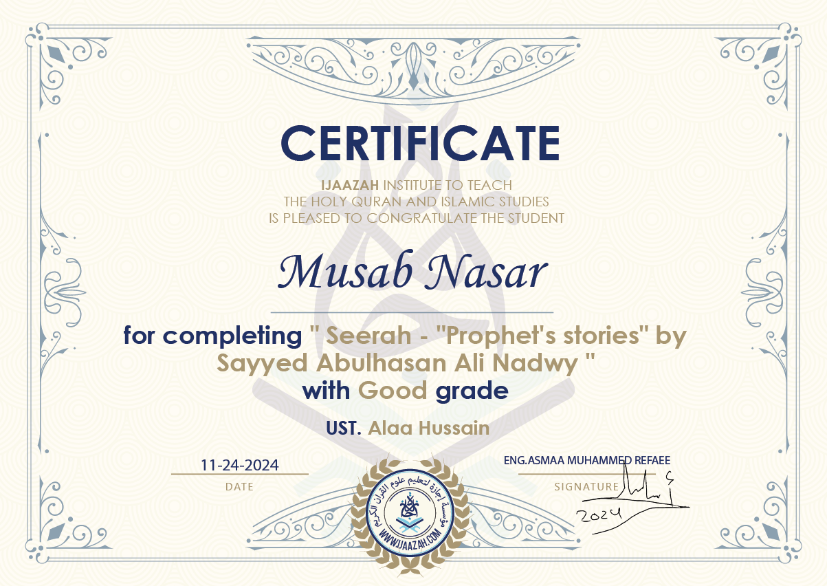 Musab Nasar for completing Musab Nasar for completing